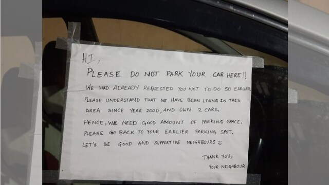 Bengaluru Neighbour's Polite 'Do Not Park Here' Note on Car Has Desis Realising, 'Never in Delhi ...