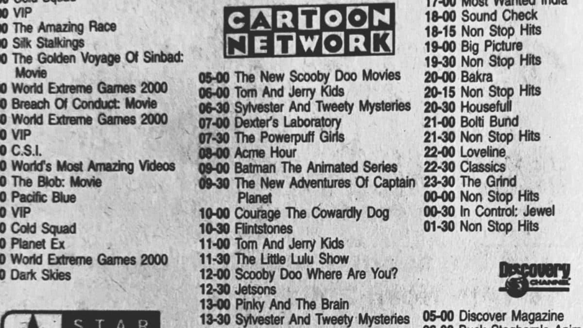 Flintstones, Jetsons: Newspaper Clipping of Cartoon Network Schedule ...