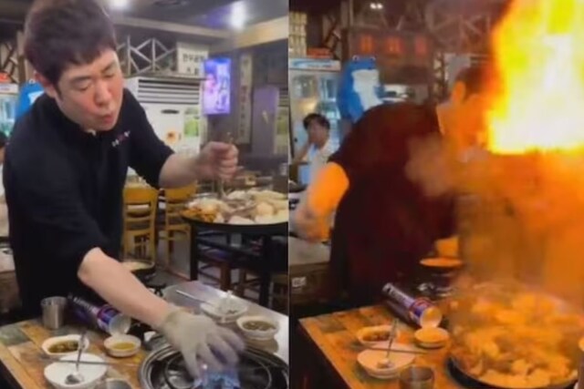 Watch: Waiter Sets His Hand On Fire, Spreads It On Food - News18