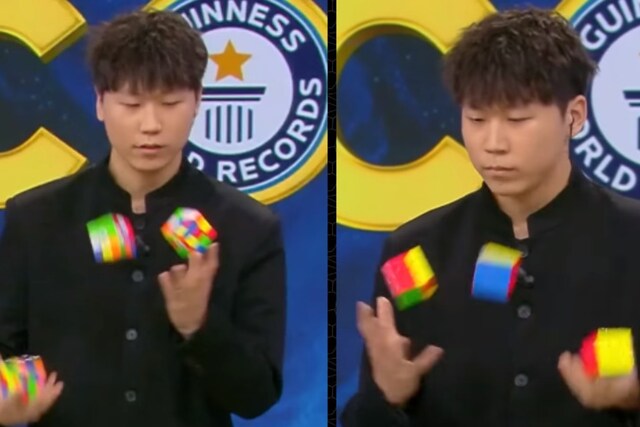 Chinese Man Sets Guinness World Record By Solving Three Rubik Cubes In ...