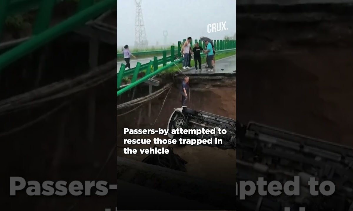Watch This Car Driving Off A Collapsed Bridge In China - News18