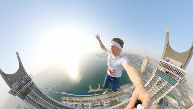 Nerve-Wracking Video Shows Man Slacklining 185m Above Ground | Viral ...