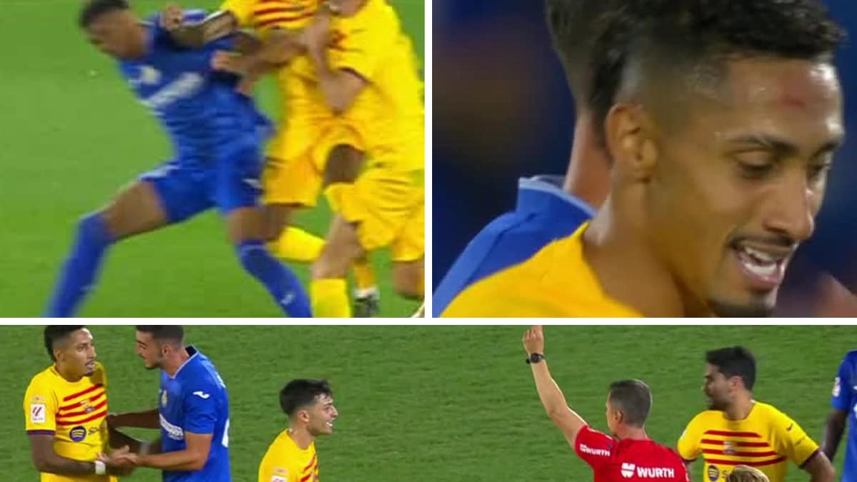 Barcelona's Raphinha Gets Red Card for Elbowing Opponent's Head Off the ...