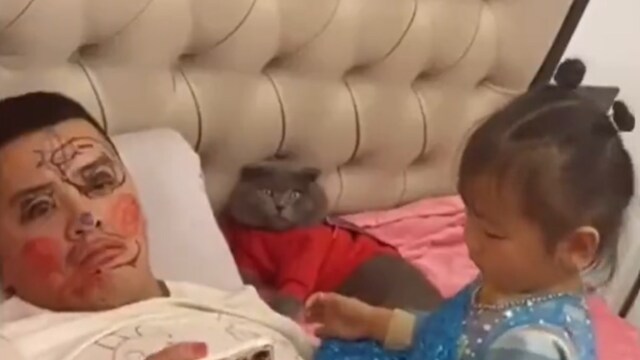 'She's A Genius': Little Girl Turns Dad Into A Colourful Canvas In ...