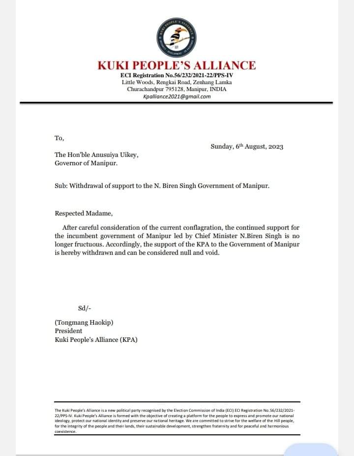 Manipur: NDA Ally Kuki People’s Alliance Withdraws Support From Biren ...