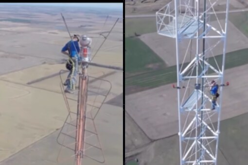 World's Most Dangerous Job? This Man Climbs 1500-Feet Tower Just To Change A Bulb - News18