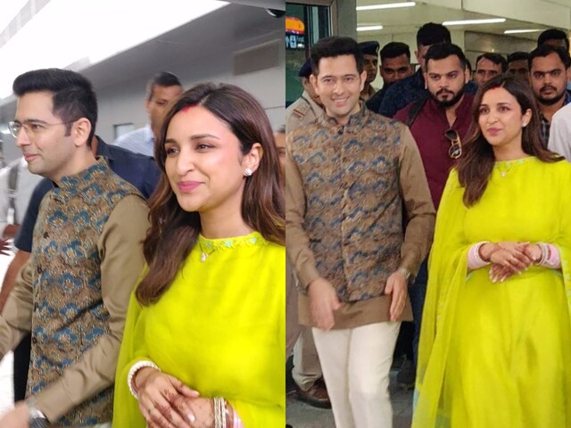 Parineeti Chopra Reaches 'Sasural' With Husband Raghav Chadha, Glows In Neon Suit; See Pics ...