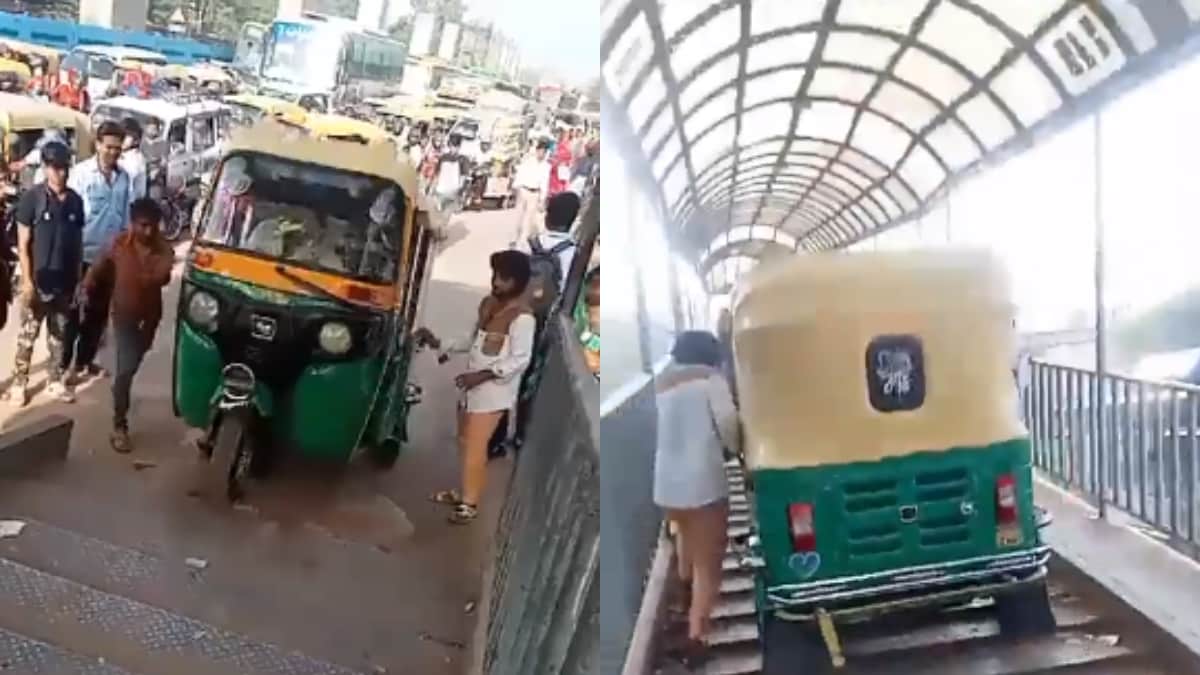 To Escape Traffic In Delhi, Auto Driver Rides On Crowded Foot Over ...