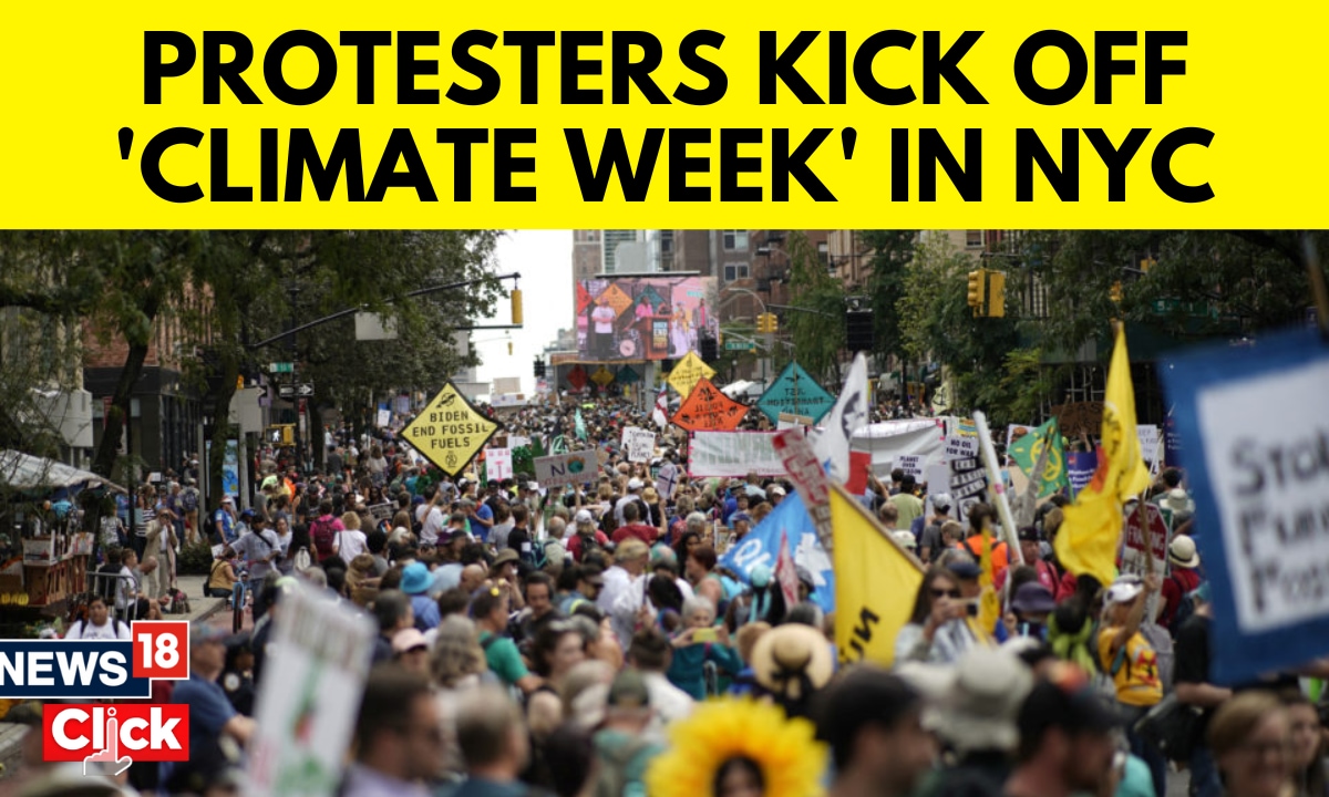 Climate Week: Thousands of climate protesters gather in New York City ...