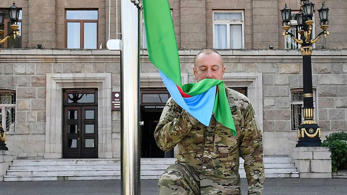 Azerbaijan's President Raises the Nation's Flag in a Former Breakaway Region's Capital | India ...