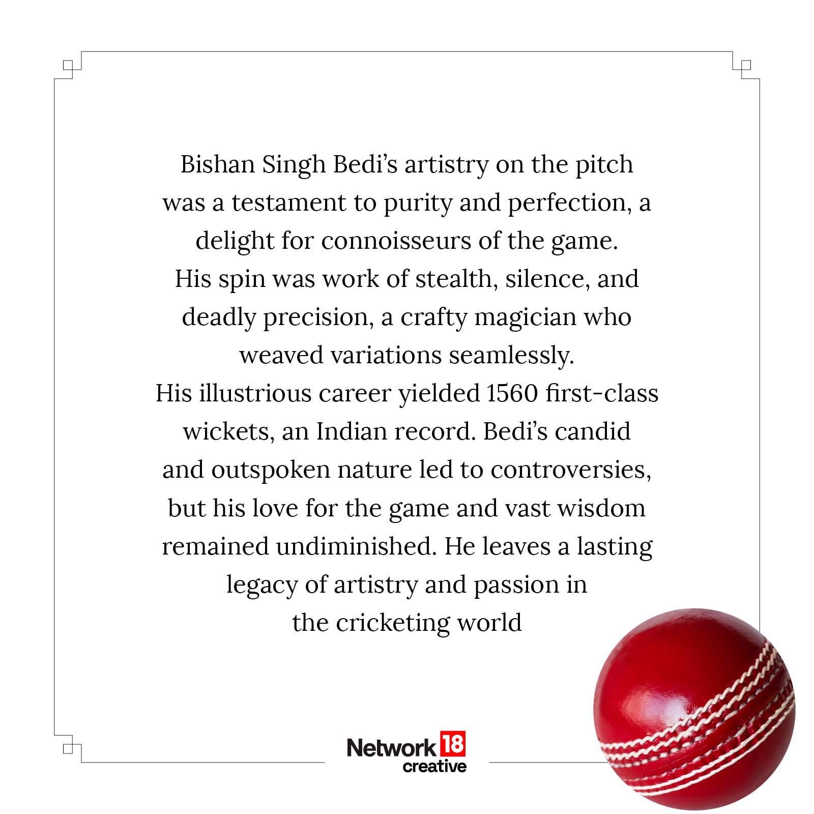 Farewell to the Legendary Indian Spin Maestro Bishan Singh Bedi | IN ...