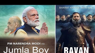 'Jumla Boy' vs 'New Age Ravan': Cong, BJP Poster War Begins as Battle ...