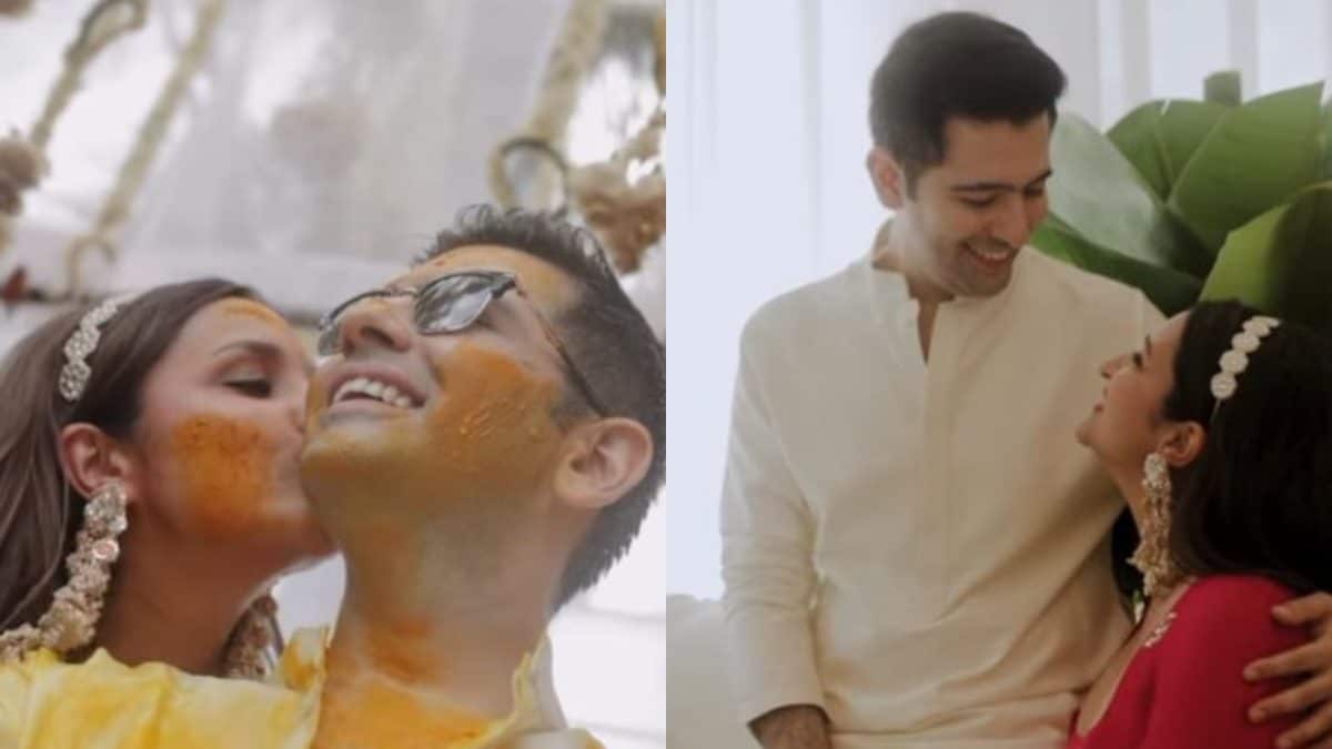 Parineeti Chopra Kisses Raghav Chadha As They Dance, Make Merry During Their Haldi Ceremony ...