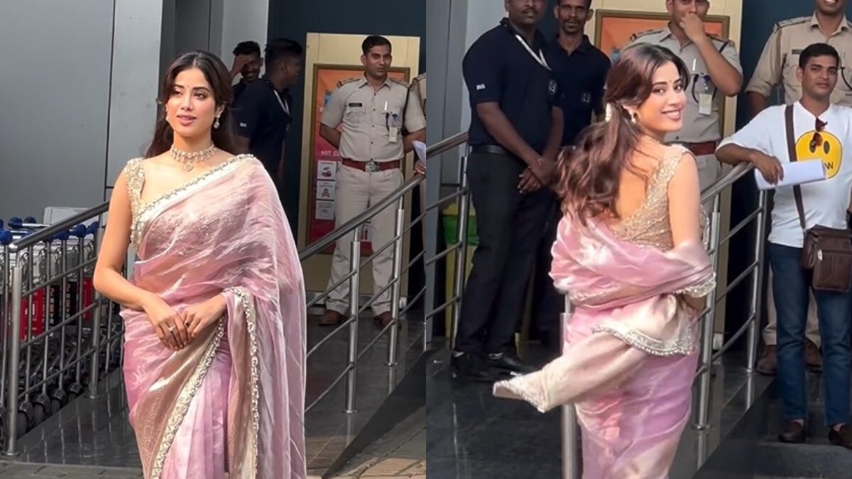 Janhvi Kapoor Amps Up Her Airport Look In A Pretty Saree As She Heads ...