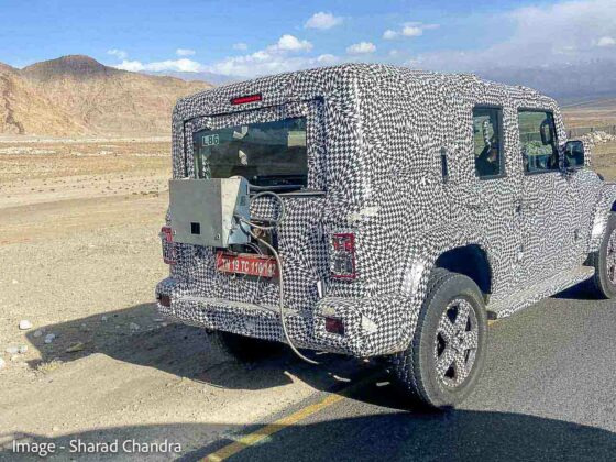 Upcoming Mahindra Thar 5-Door Spied With G-Wagon Style LED Headlight ...