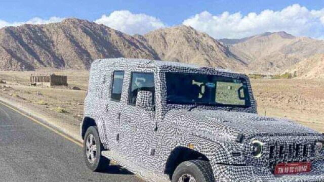 Upcoming Mahindra Thar 5-Door Spied With G-Wagon Style LED Headlight ...