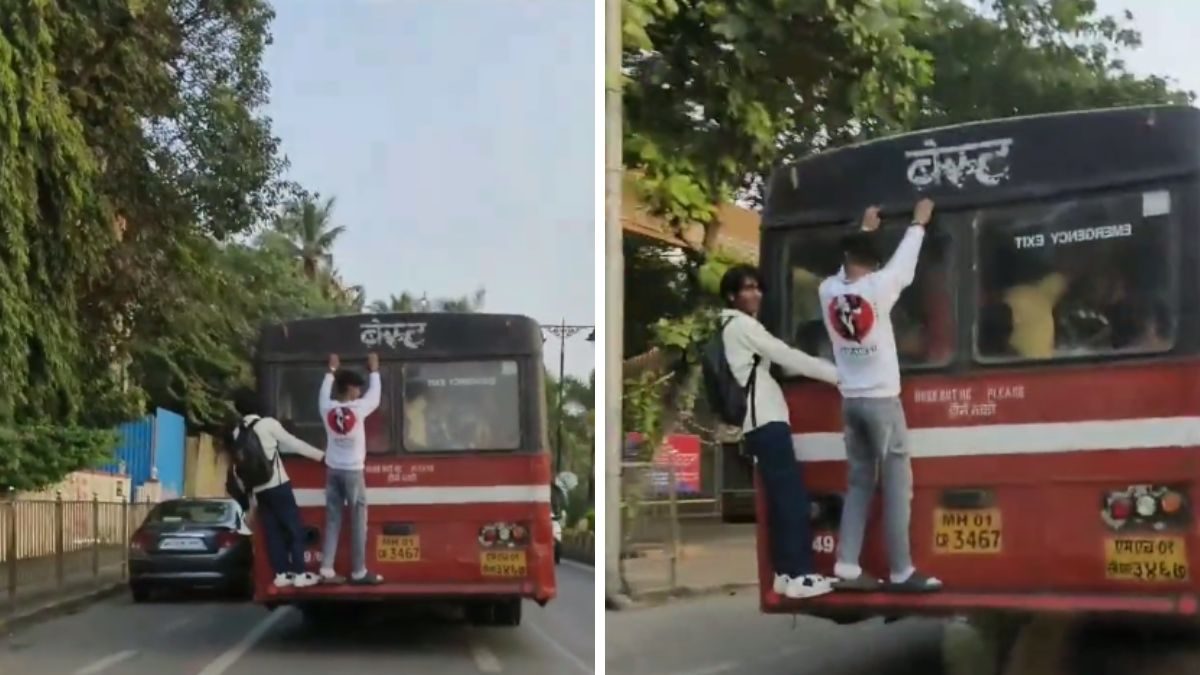 This Video Of Students Standing On The Ledge Of Moving Bus Is Dangerous ...