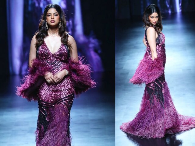 Lakme Fashion Week X FDCI: Harnaaz Sandhu Models a Sequined Purple Gown ...