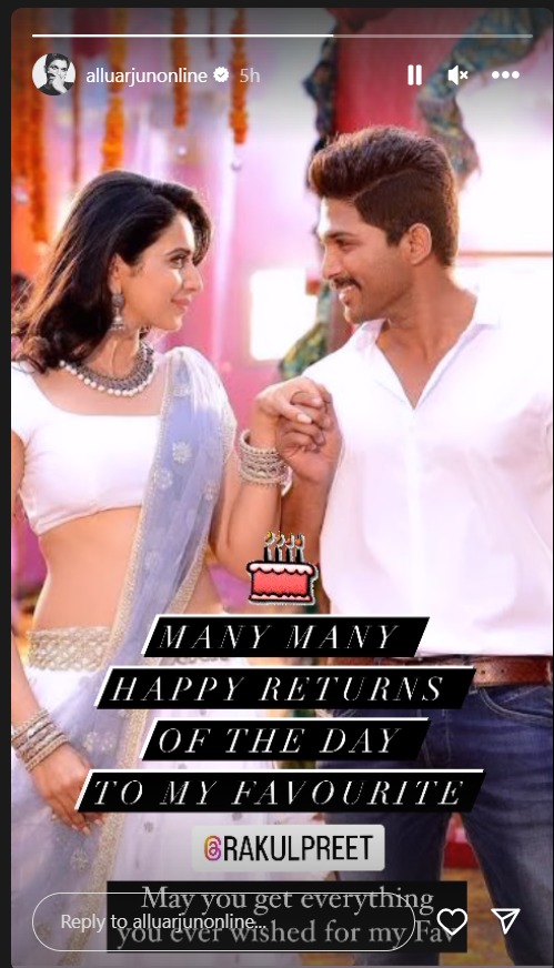 Allu Arjun's Birthday Wish For His 'Favourite' Rakul Preet Singh ...