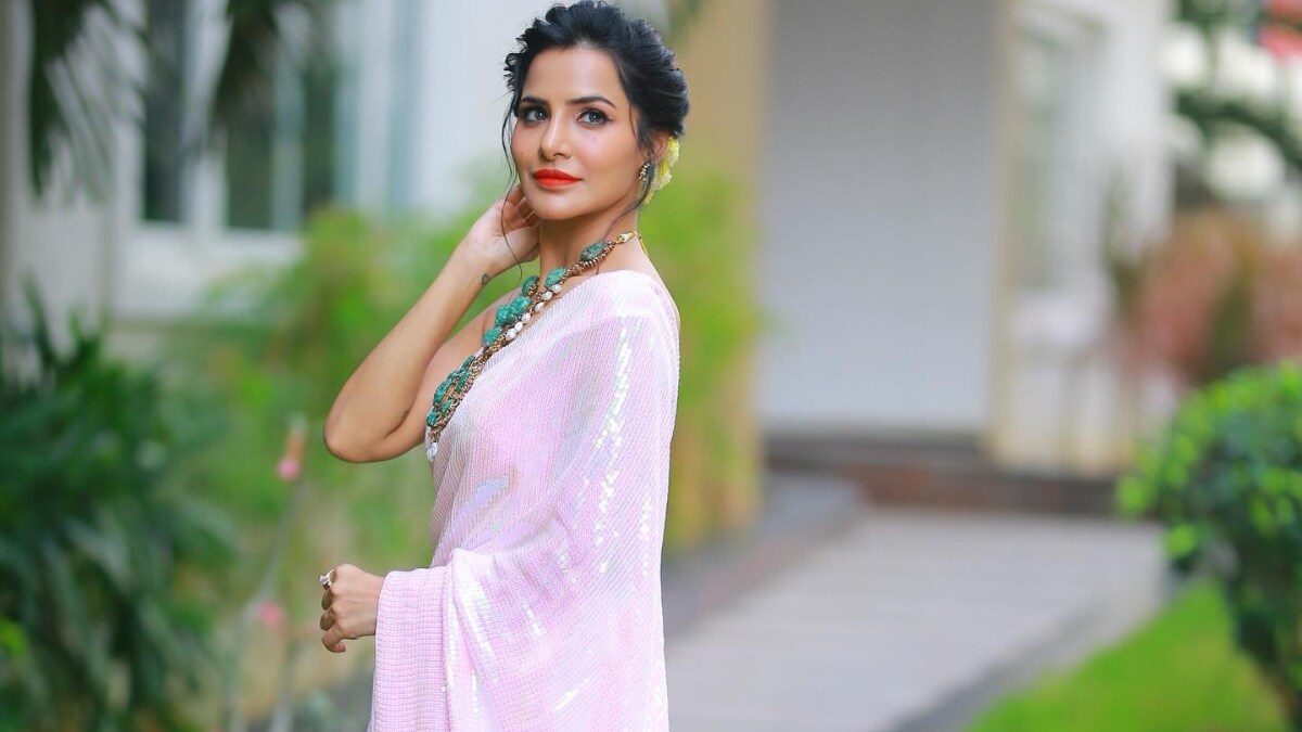 Ashu Reddy Serves Goddess Vibes In A Shimmer Chiffon Saree - News18