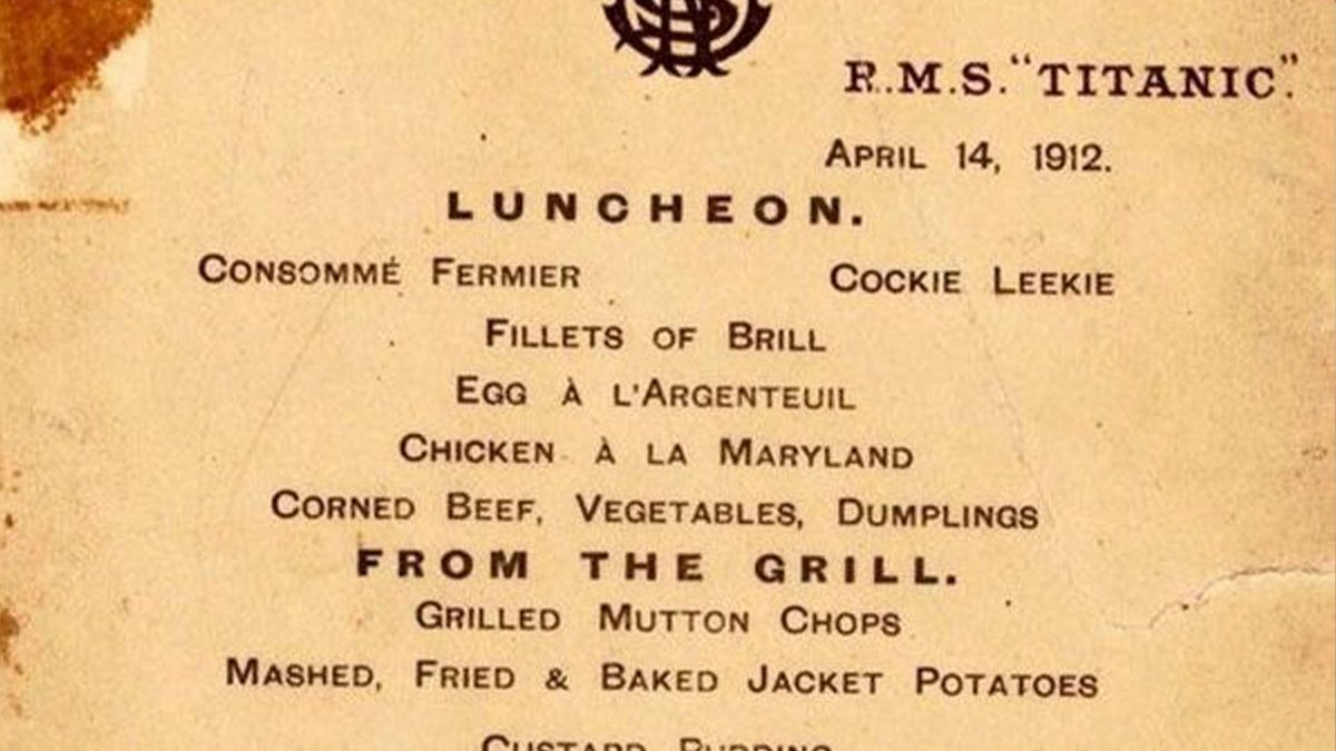 Titanic's First-Class Dinner Menu Up For Auction, Details Inside ...