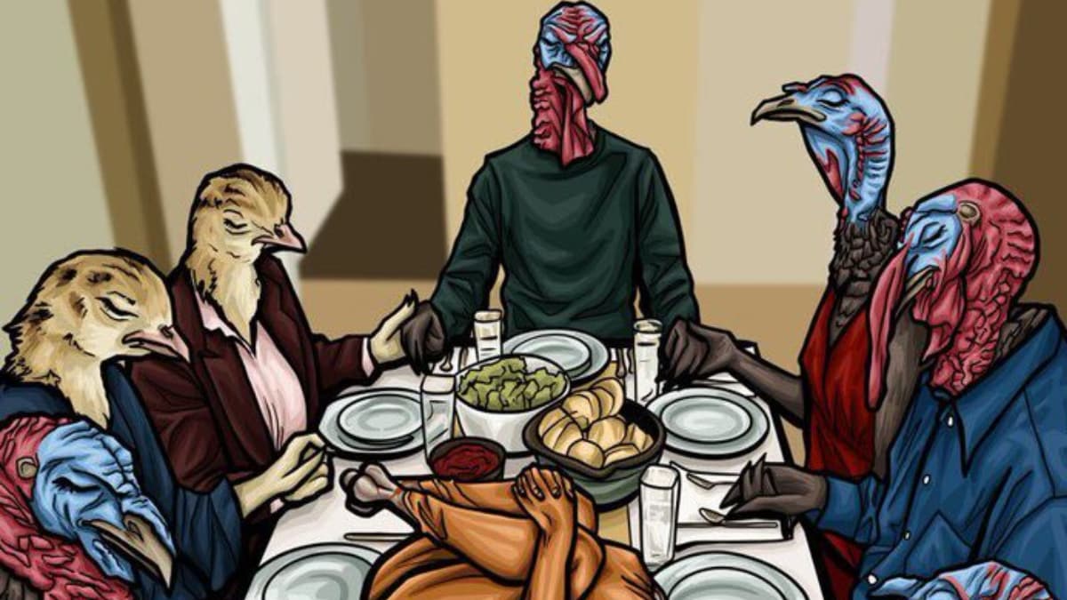 Trending: PETA's Thanksgiving Artwork Shows Turkeys As Humans - News18