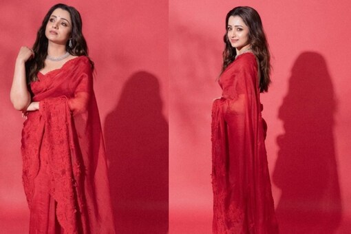 Actress Trisha Krishnan Personifies Elegance In Red Saree At Leo ...