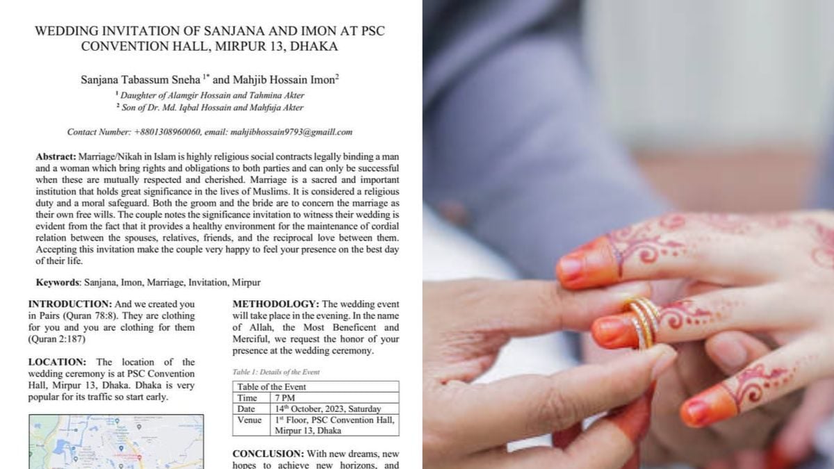 Bangladeshi Couple's 'Research-based' Wedding Card is Making PhDs Smile ...