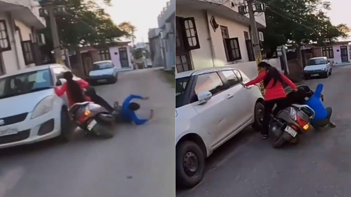 Woman's Scooty Collides with Man Walking on Road in Viral Video ...