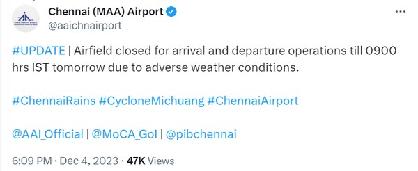 Cyclone Michaung: 5 Dead in Rain-related Cases; Chennai Airport Shut Till 9 AM Tomorrow - News18