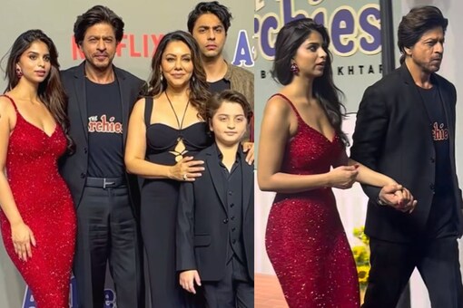 Shah Rukh Khan Wears The Archies T-Shirt To Suhana Khan’s Film Premiere; Aryan, Gauri Join Him ...