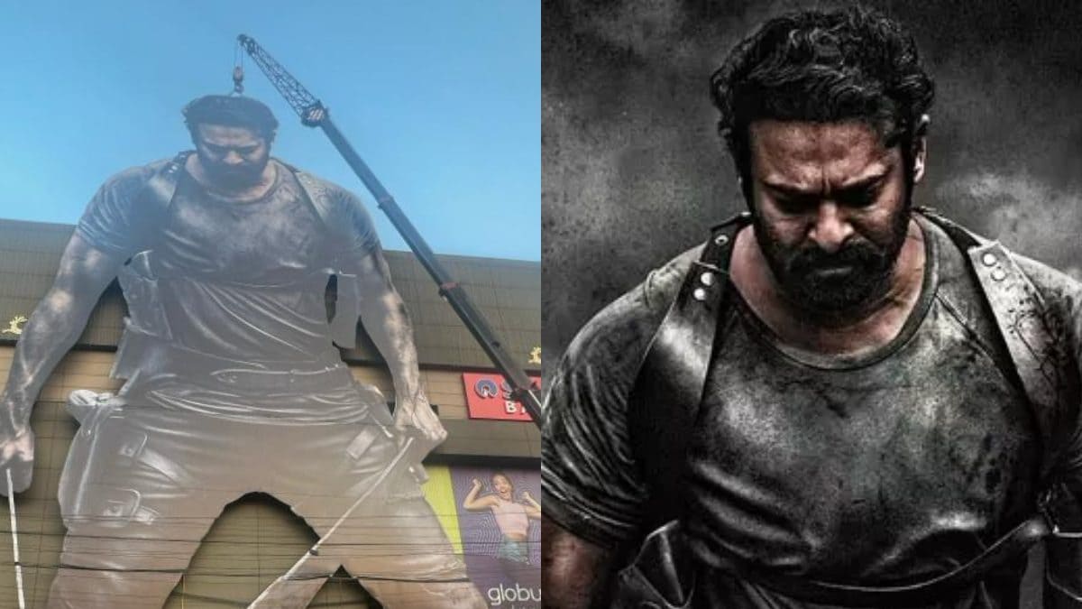 Salaar Part 1: CeaseFire Star Prabhas' 120 feet Cut Out Installed In ...