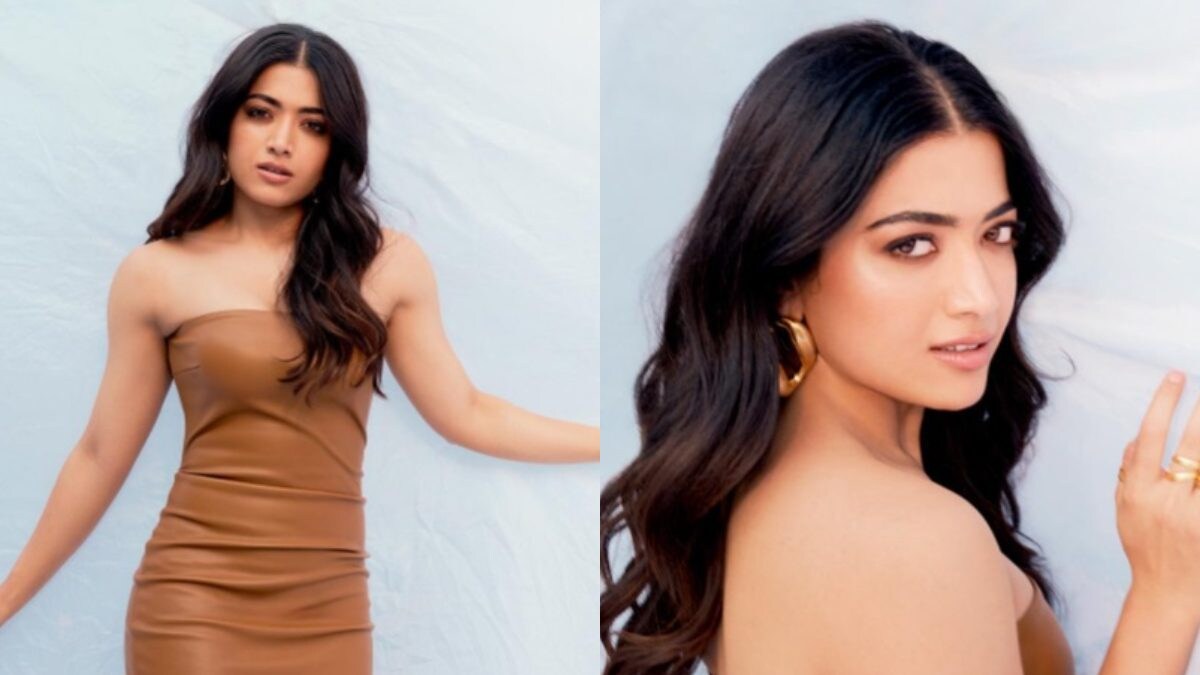 Rashmika Mandanna Set The Internet on Fire in a Leather Bodycon Dress, Fans Call Her ‘Bhabi No 1 ...