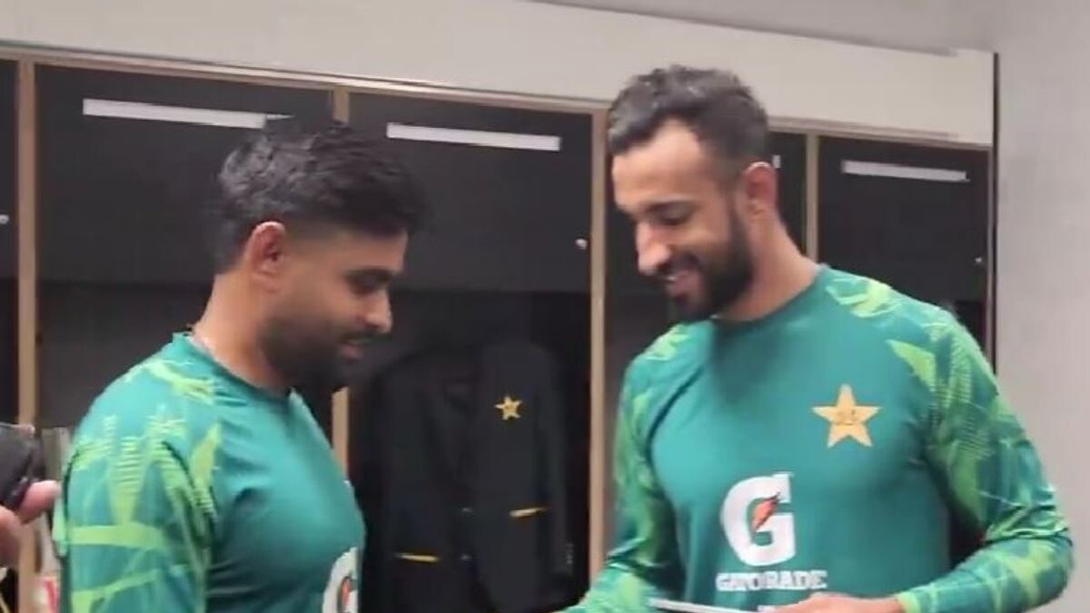 Watch Pakistan Captain Shan Masood Felicitates Babar Azam Ahead Of His