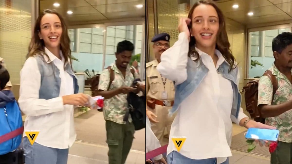 Animal: Triptii Dimri Blushes After a Fan Gives Her a Rose at Mumbai ...