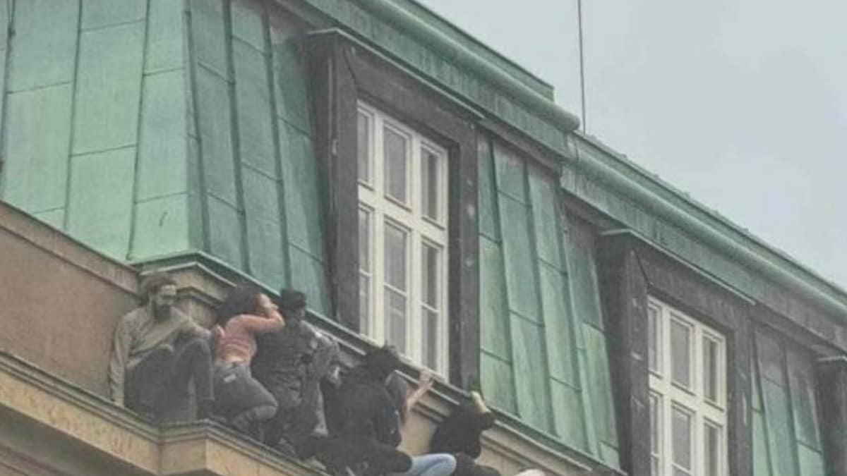 Watch: Panicked Students Caught Huddling on Ledge During Deadly Prague ...