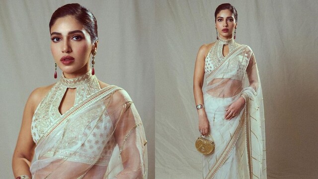 This Shaadi Season Drape In Bhumi Pednekar's Ivory Organza Saree For ...