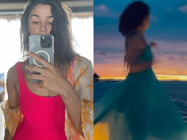 Alia Bhatt Slips Into A Fuchsia Swimsuit, Twirls In Backless Maxi In ...