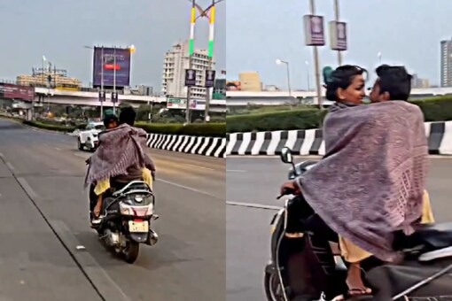 Mumbai Couple Caught Kissing and Hugging on Moving Scooter, Video Goes Viral - News18