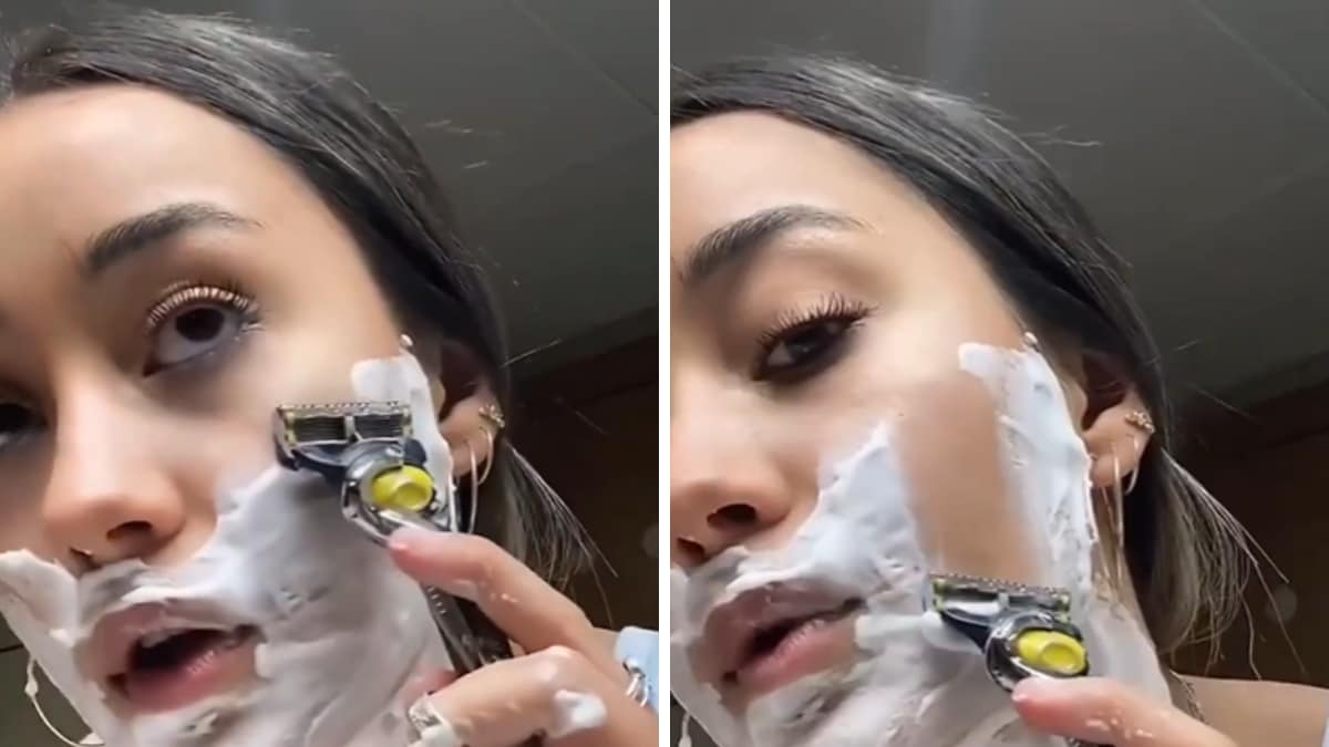 Woman Shaving Her Face In Viral Clip Sparks Intense Online Debate ...