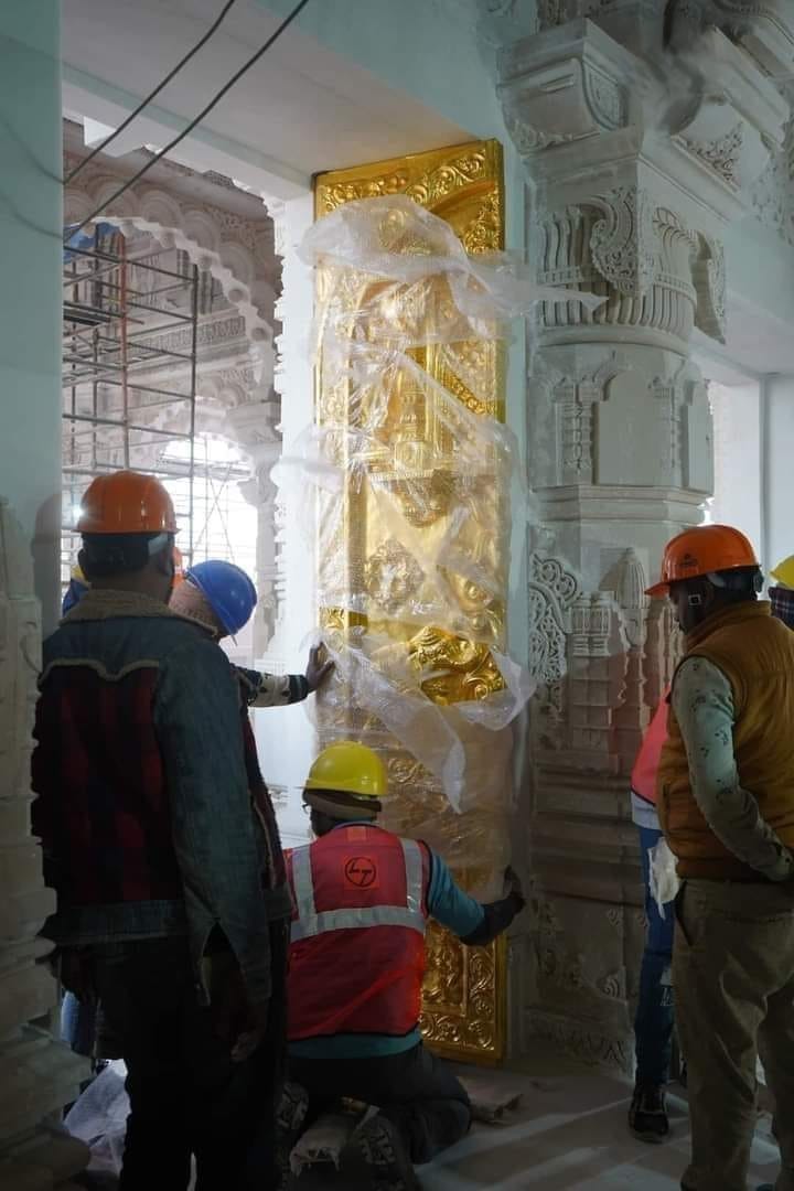 Ayodhya Ram Mandir: Golden Gate For 'Garbha Griha' Ready Ahead of 'Pran ...