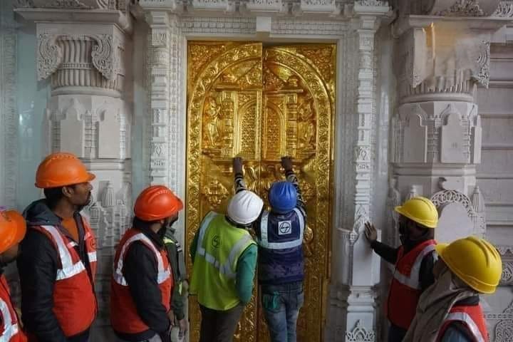 Ayodhya Ram Mandir: Golden Gate For 'Garbha Griha' Ready Ahead of 'Pran ...