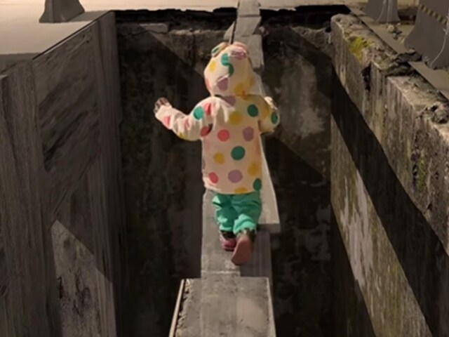This Video Of Little Girl Running On Narrow Ledge Is As Scary As It ...