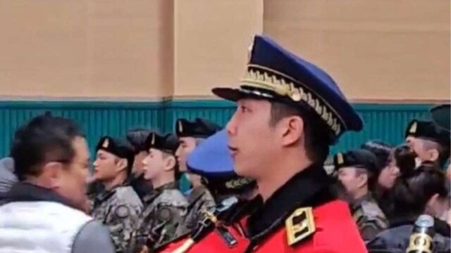 BTS’ RM Plays Saxophone In Red Military Band Uniform, Latest Picture ...