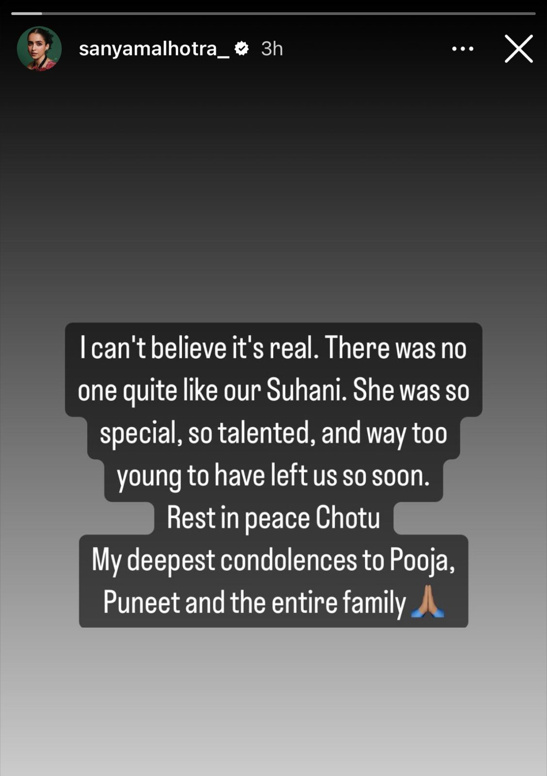 Suhani Bhatnagar's Dangal Co-star Sanya Malhotra Reacts To Her Death ...