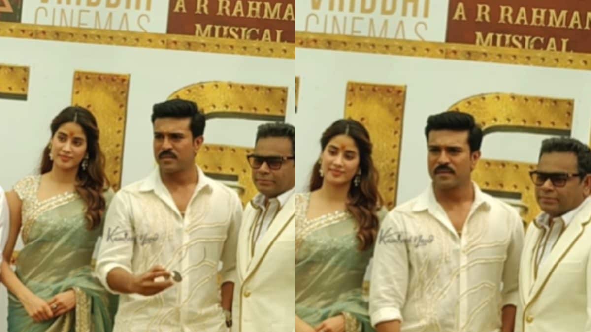 RC16 Stars Ram Charan And Janhvi Kapoor Pose With AR Rahman At The Film ...