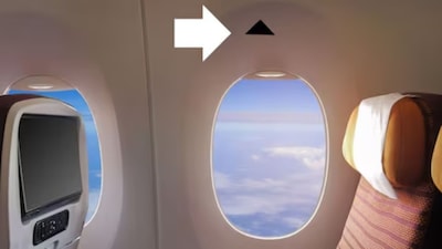 black triangle above plane window