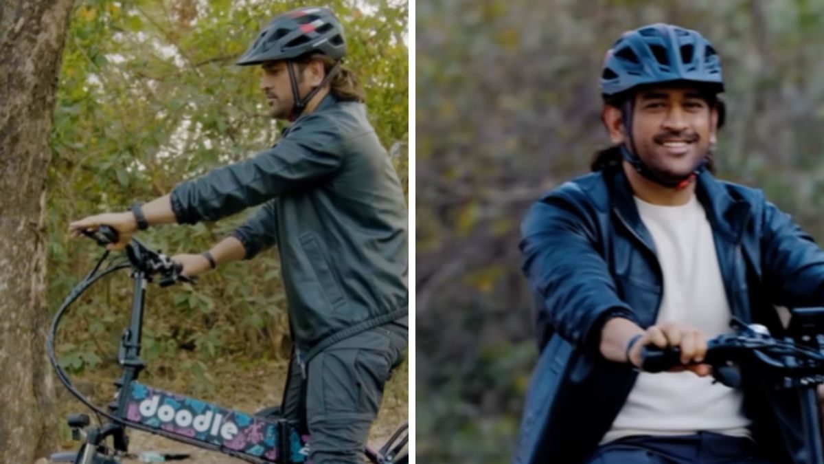 WATCH: CSK's MS Dhoni Rides Made-in-India Electric Bicycle, Doodle V3 | Cricket News - News18