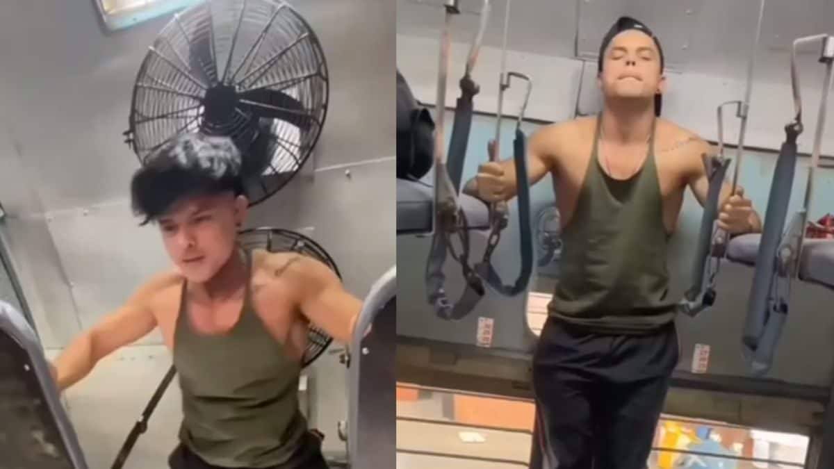 Indian Man Performs Gym Antics on Running Train, Internet Asks, 'Dance ...