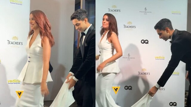 Agastya Nanda Gives Sibling Goals as He Fixes Navya Naveli Nanda's Gown ...